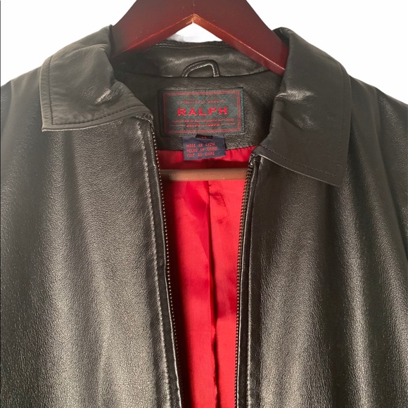 Ralph Lauren | Jackets & Coats | Ralph Lauren Black Leather Jacket Red ...